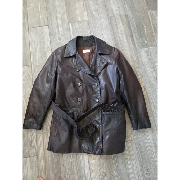 Bally | Jackets & Coats | Bally Leather Double Breasted Trench Coat ...